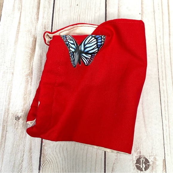 Other | New Handmade Red Blue Butterfly Face Mask | Poshmark